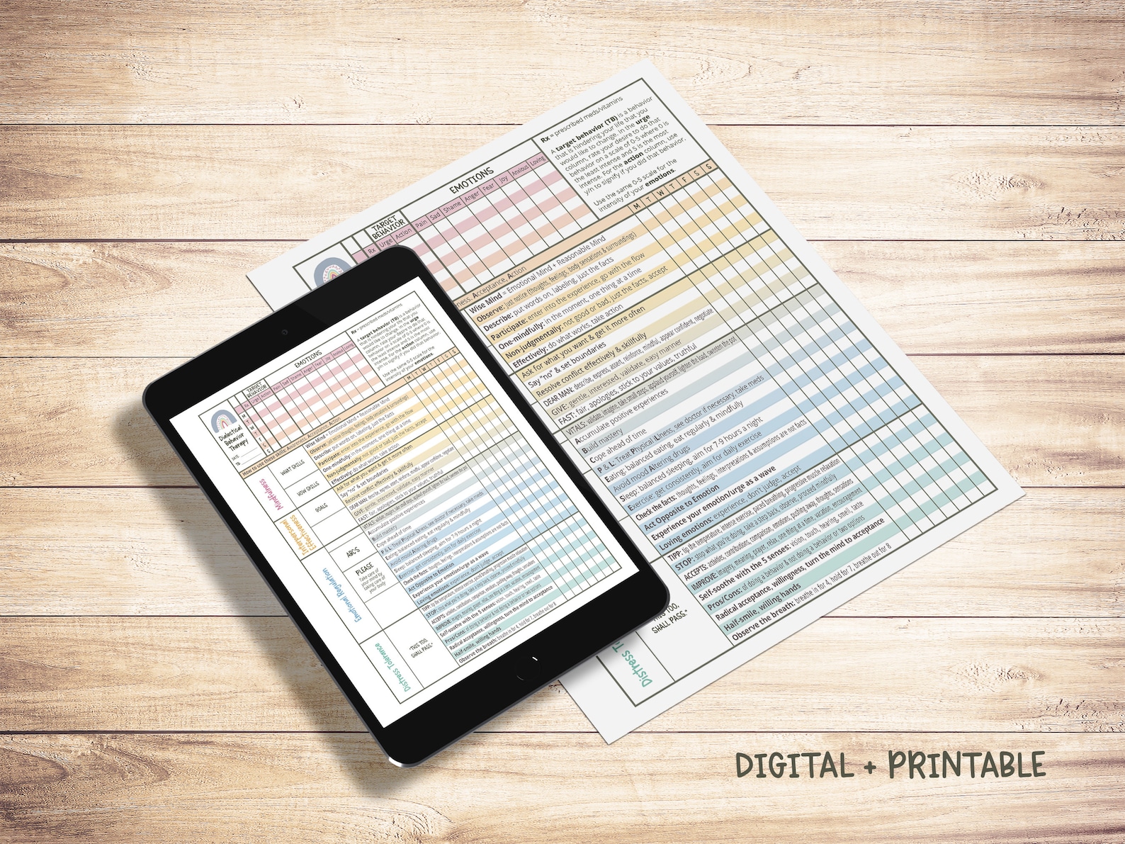 DBT Skills Tracker, Diary Card, Dialectical Behavior Therapy, Mood ...