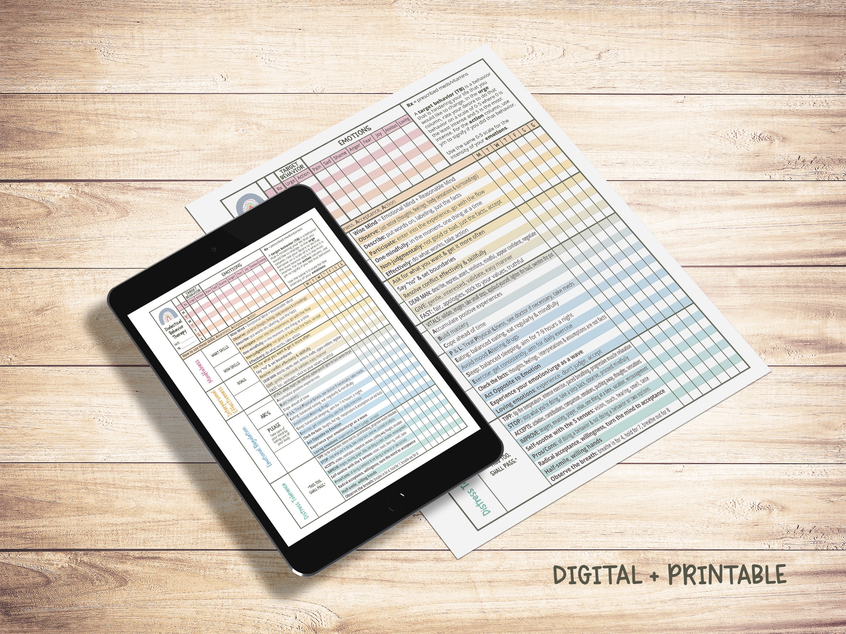DBT Skills Tracker, Diary Card, Dialectical Behavior Therapy, Mood ...