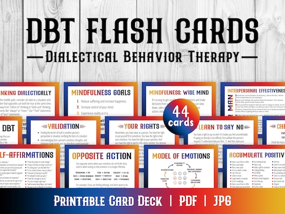 DBT Flash Cards 44 Printable Cards Self Help Cards Coping | Etsy