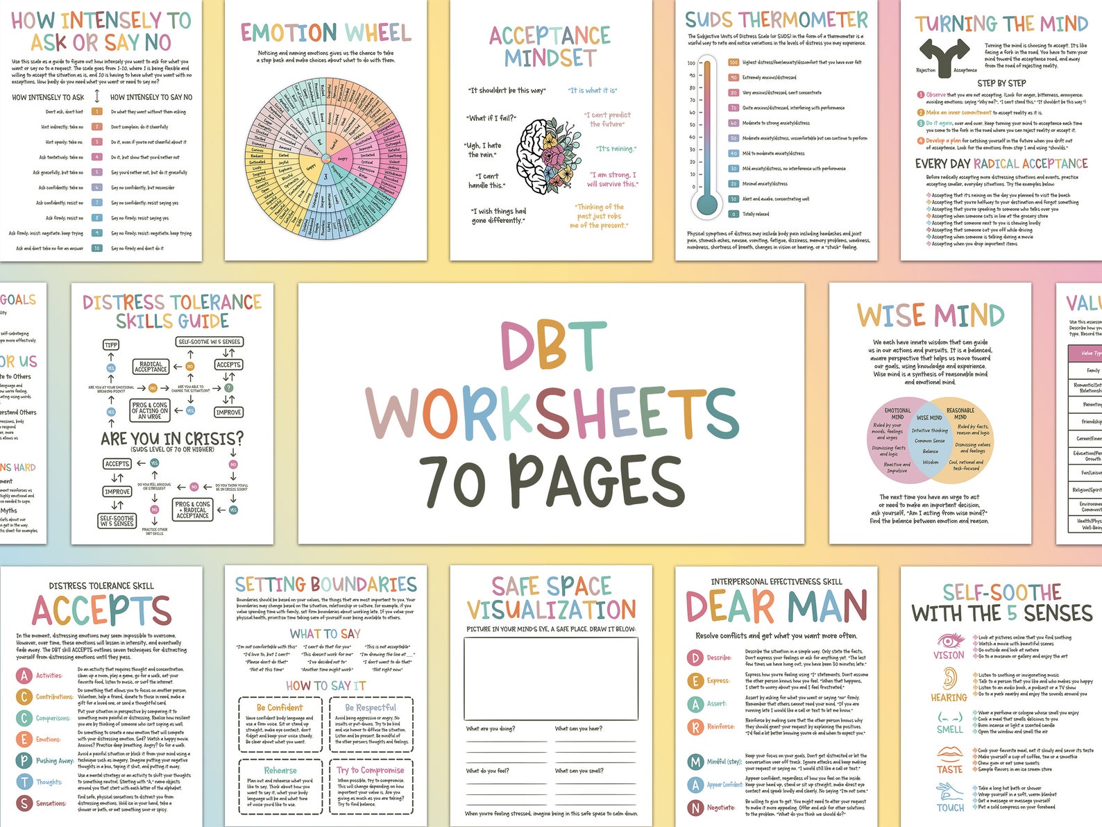 DBT Worksheets, DBT Skills, DBT Workbook, Therapy Worksheets, Therapy ...