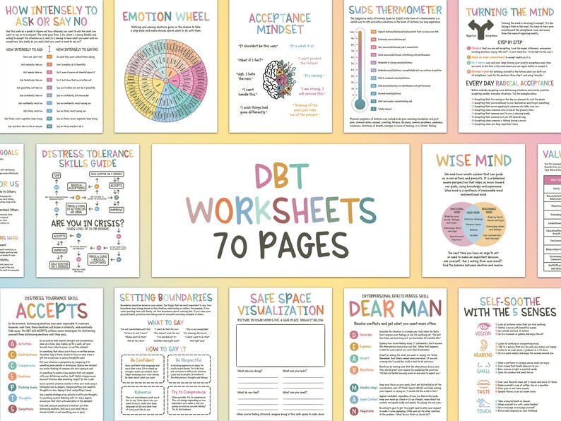 DBT Worksheets, DBT Skills, DBT Workbook, Therapy Worksheets, Therapy ...