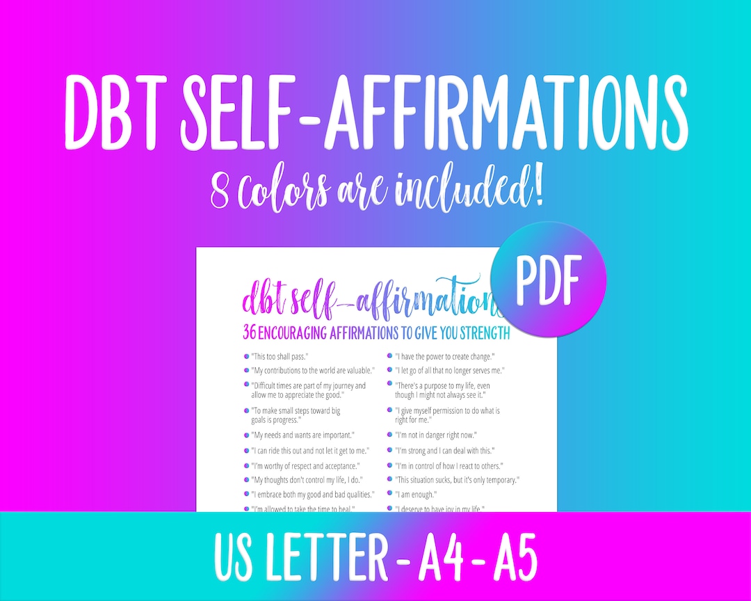 DBT Self-affirmations, BPD, PTSD, Bipolar, Depression, Anxiety ...