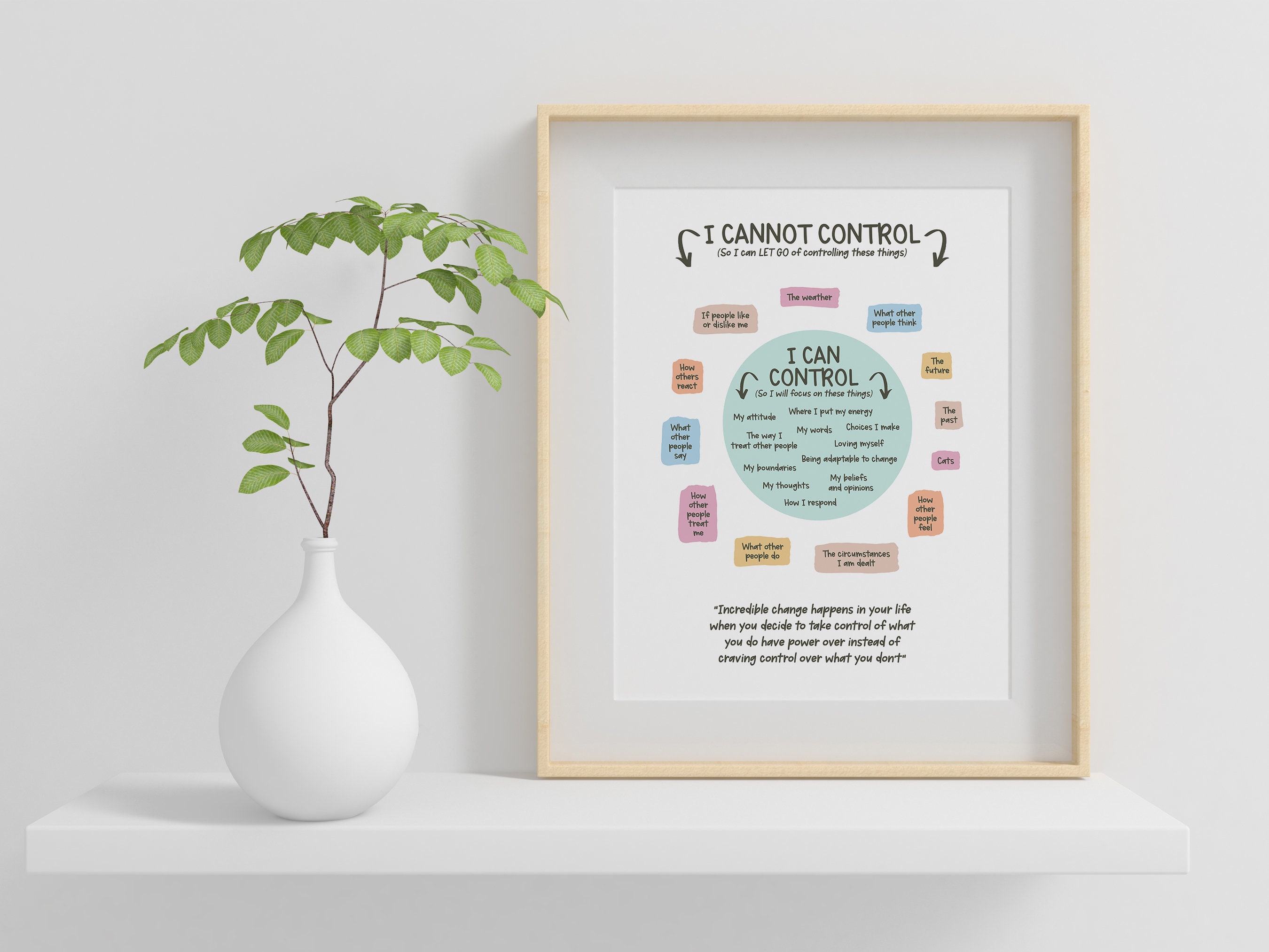 What I Can and Cannot Control Poster, Therapy Office Decor, Calming ...