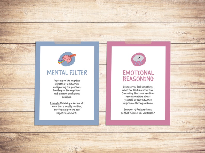 Cognitive Distortion Flash Cards, Thinking Errors, CBT Therapy ...