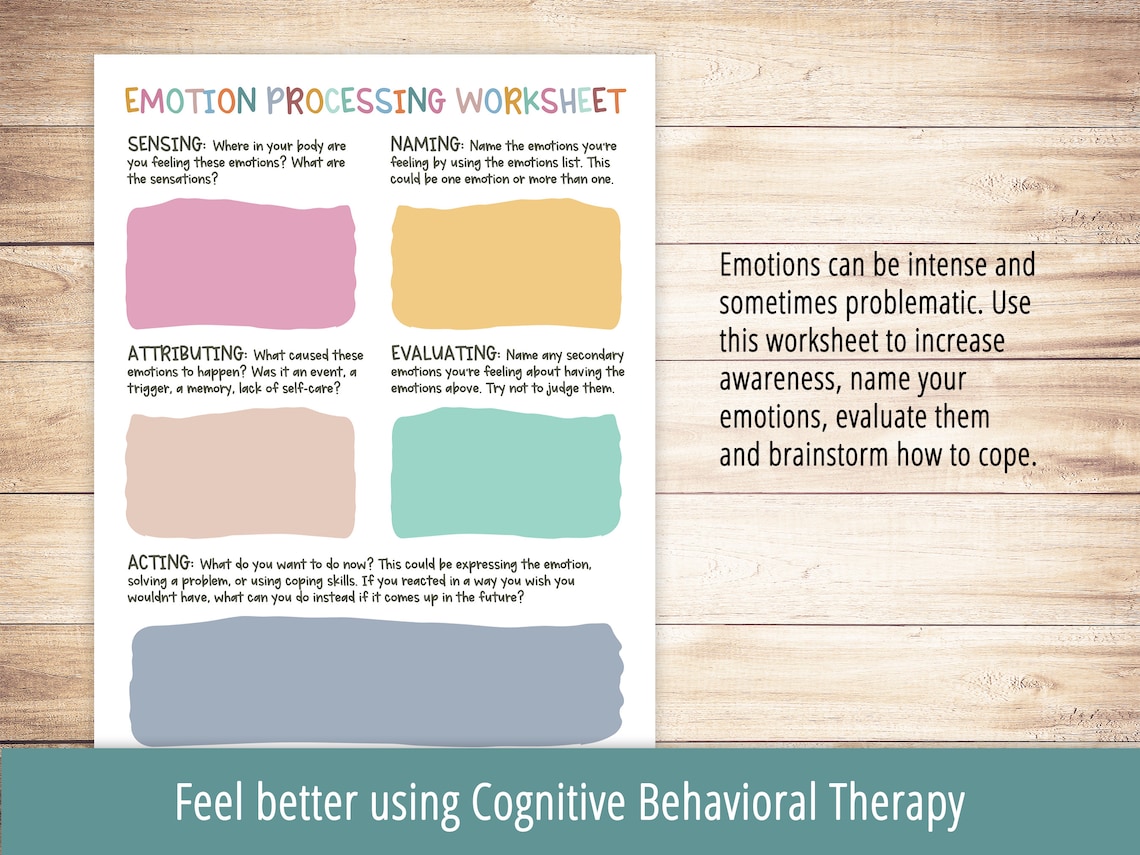 Emotion Processing Worksheets Mental Health Printable - Etsy