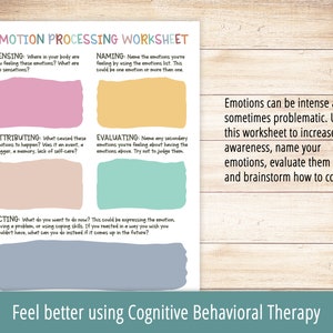 Emotion Processing Worksheets, Mental Health Printable, Emotions Poster ...