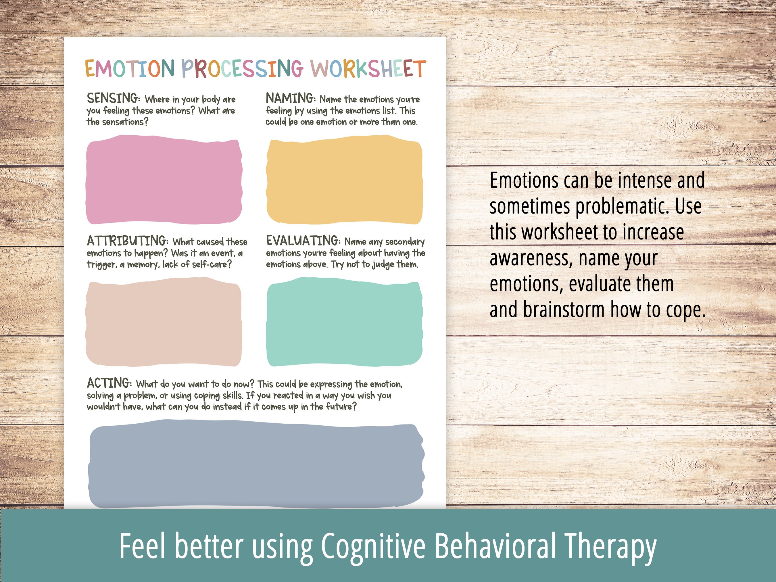 Emotion Processing Worksheets Mental Health Printable | Etsy UK