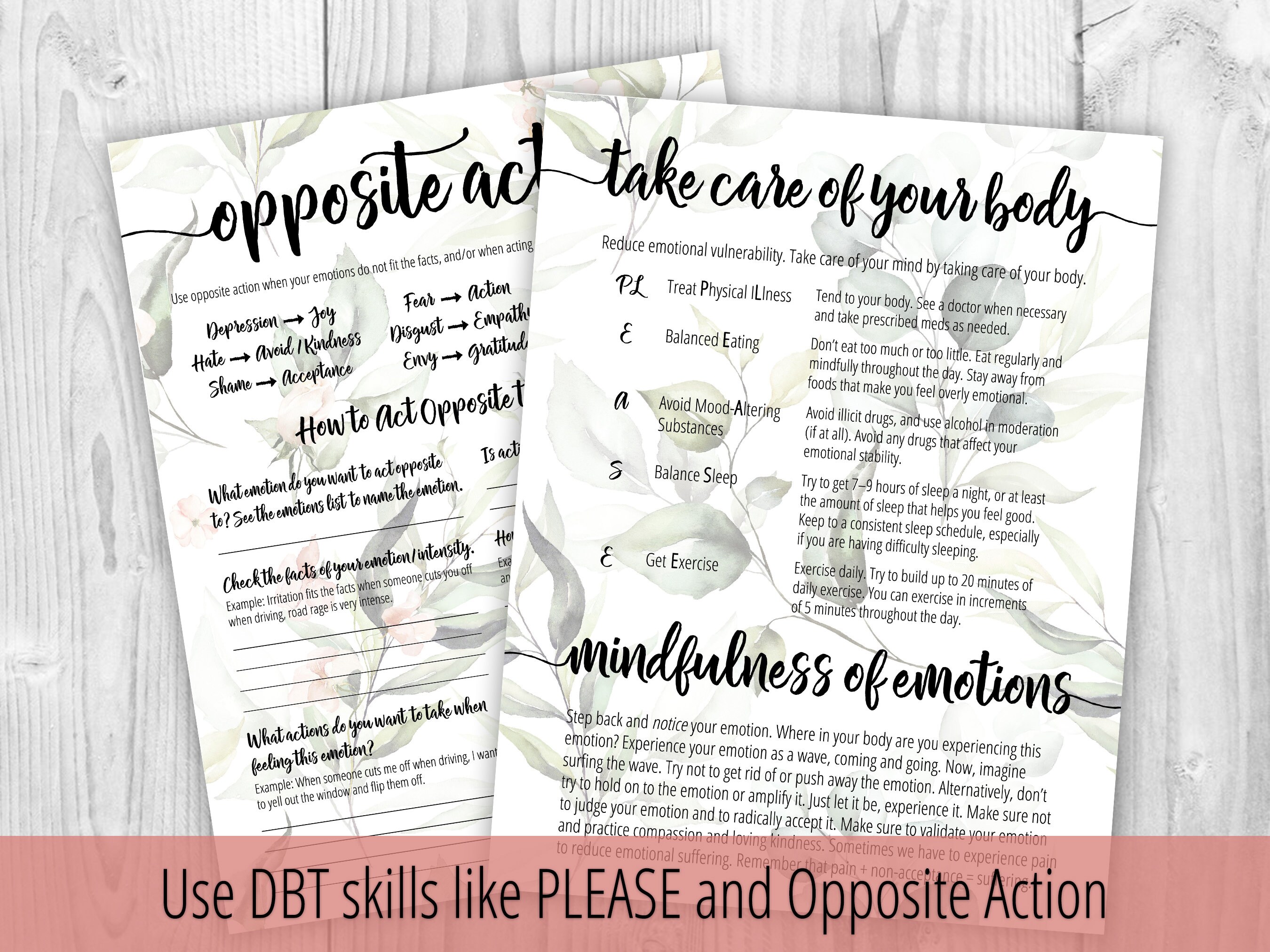 Emotions Journal DBT Skills Mood Journal Self Care - Etsy Canada