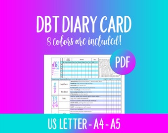DBT Skills Tracker Diary Card Dialectical Behavior Therapy | Etsy UK