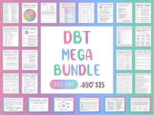 DBT Printable Cheat Sheet Blue / Purple Dialectical Behavior Therapy ...