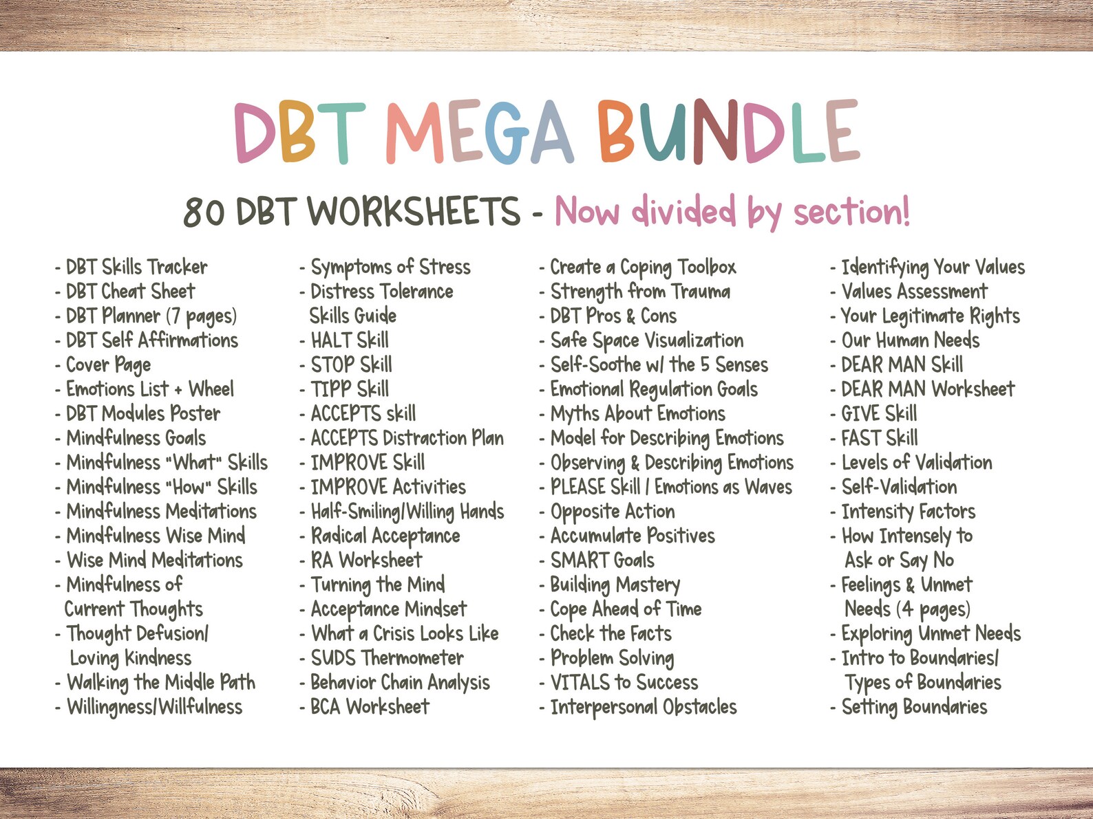 DBT MEGA BUNDLE Dbt Skills Dbt Workbook Therapy Worksheet - Etsy