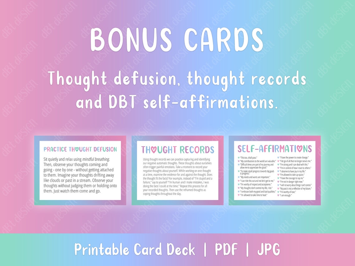 DBT Flash Cards 44 Printable Cards Self Help Cards Coping - Etsy Australia