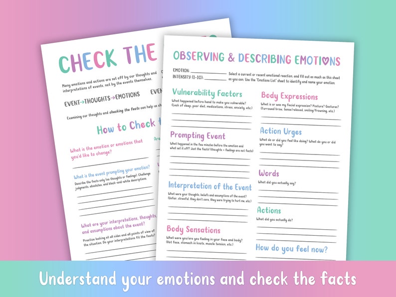 Emotions Journal, DBT Skills, Mood Tracker, Therapy Journal, Mood ...