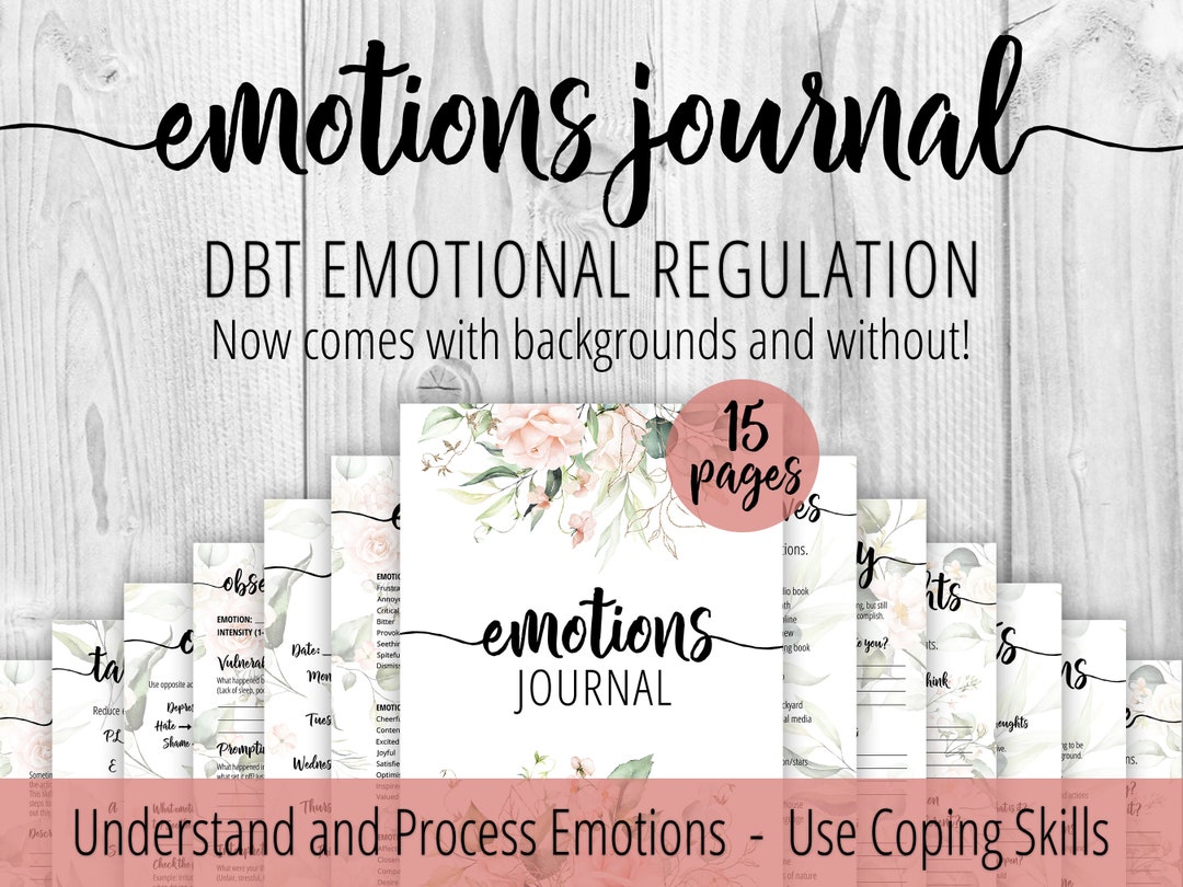 Emotions Journal, DBT Skills, Mood Journal, Self Care Worksheet ...