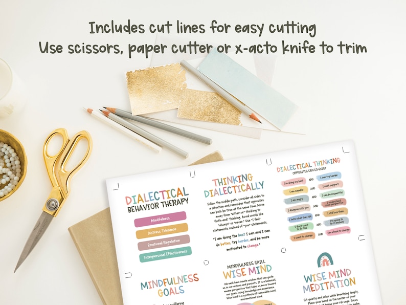 DBT Flash Cards, 48 Printable Cards, Self Help Cards, Coping Skills ...