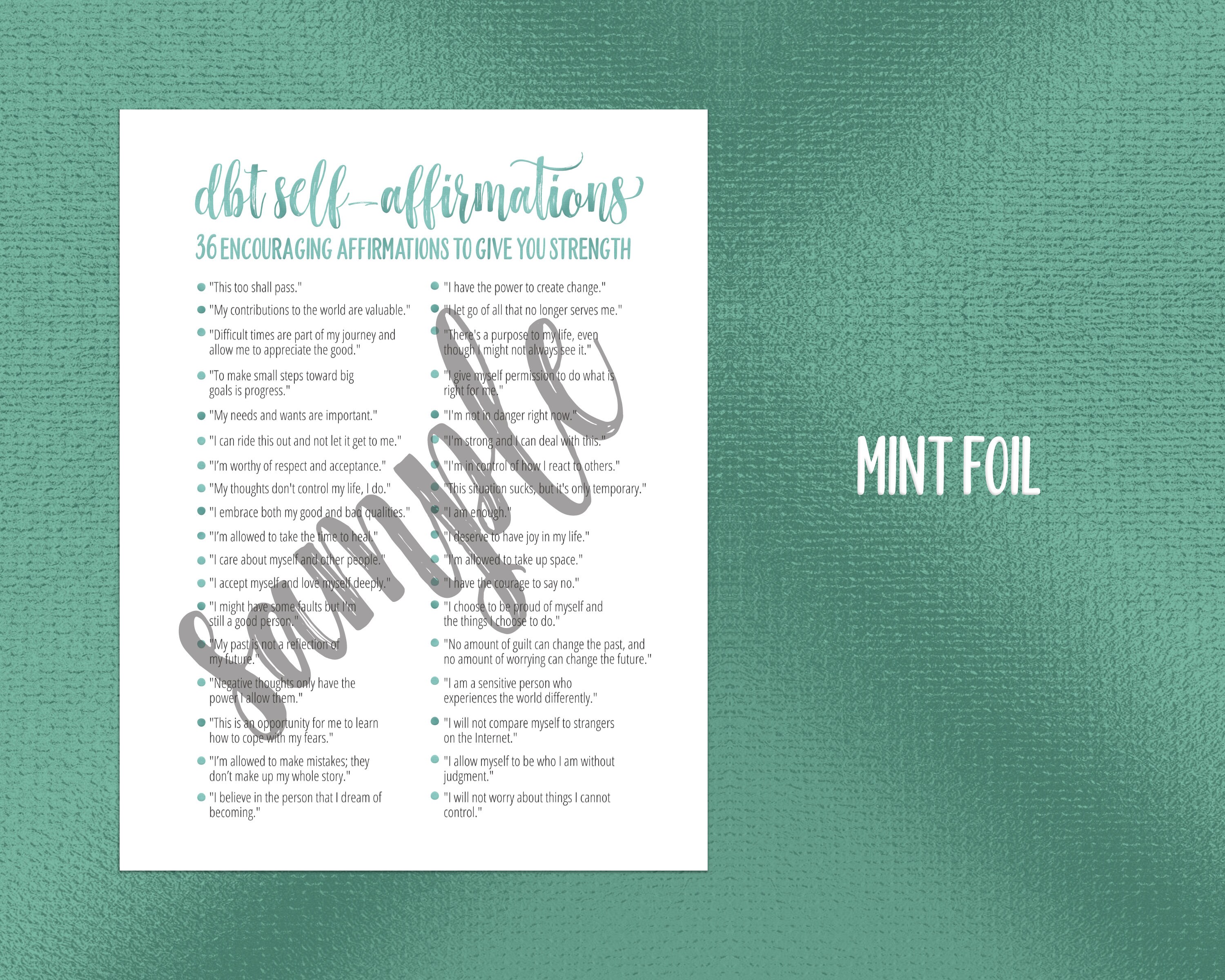 DBT Self-Affirmations BPD PTSD bipolar depression - Etsy Polska