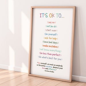It's OK to Poster, Positive Affirmations, Therapy Office Decor, School ...