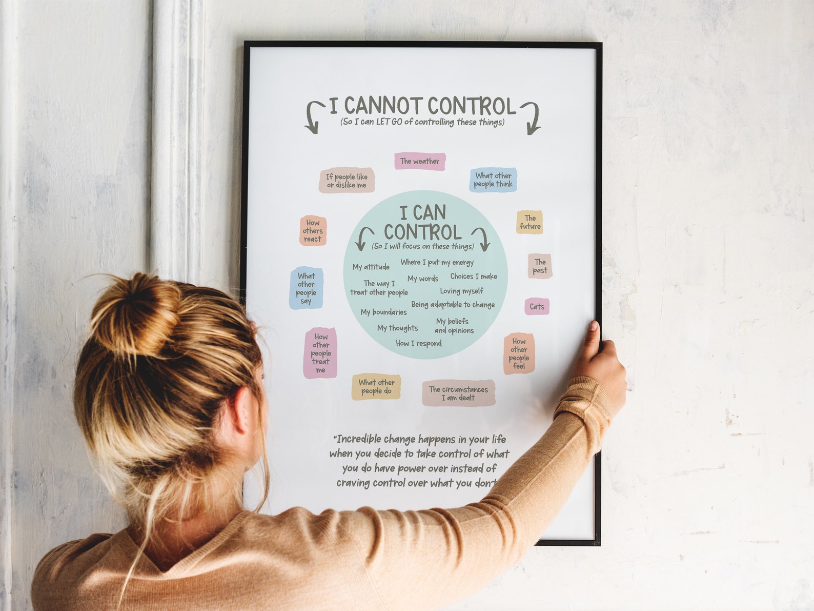 What I Can and Cannot Control Poster, Therapy Office Decor, Calming ...