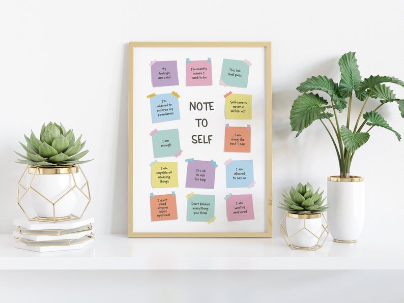 Note to Self Poster, Therapy Office Decor, Calming Down Corner, School ...