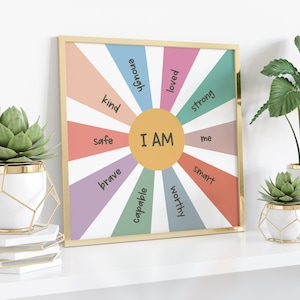 I Am... Poster, Positive Affirmations, Therapy Office Decor, School ...