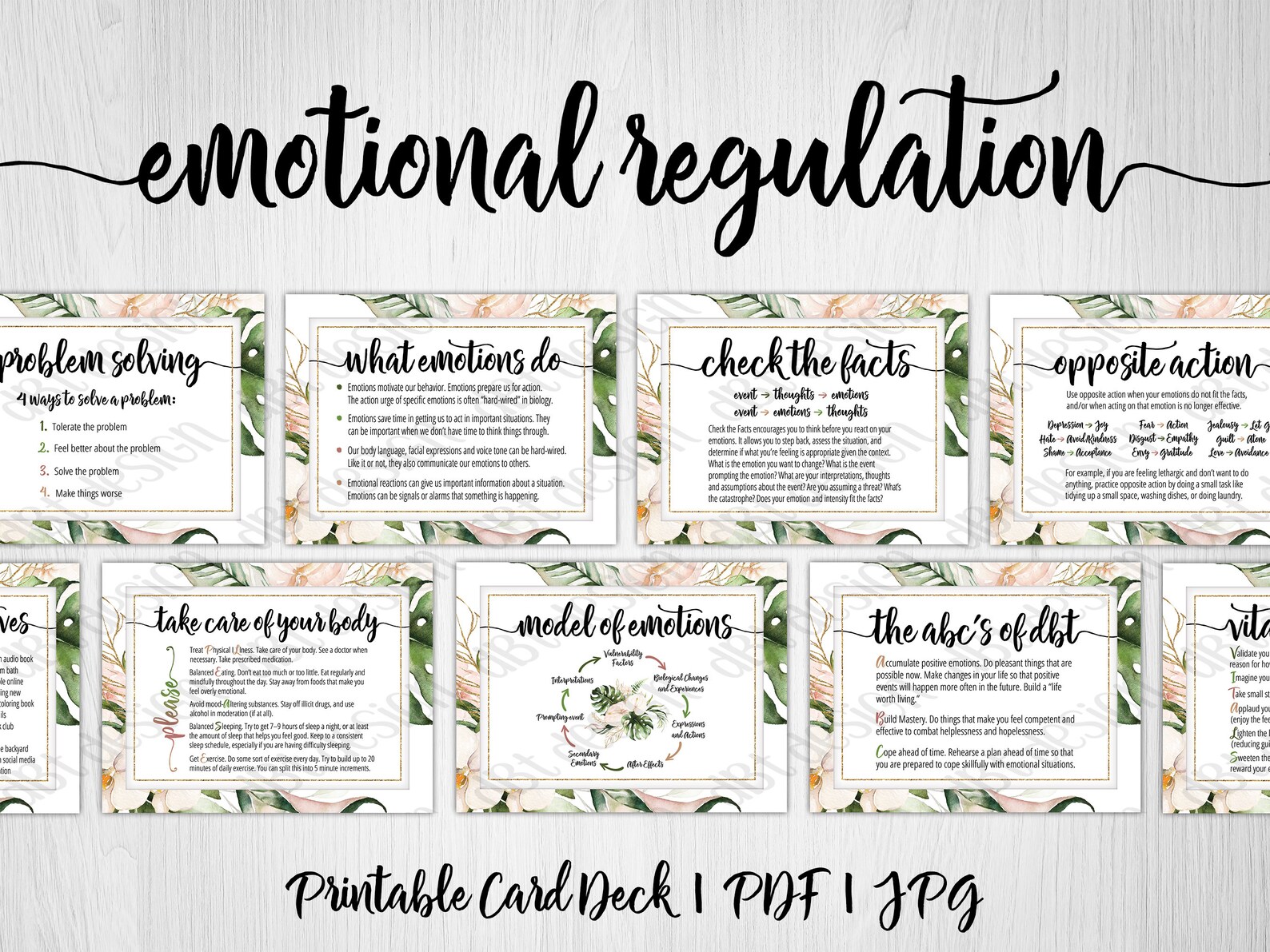 DBT Flash Cards, 44 Printable Cards, Self Help Cards, Coping Skills ...