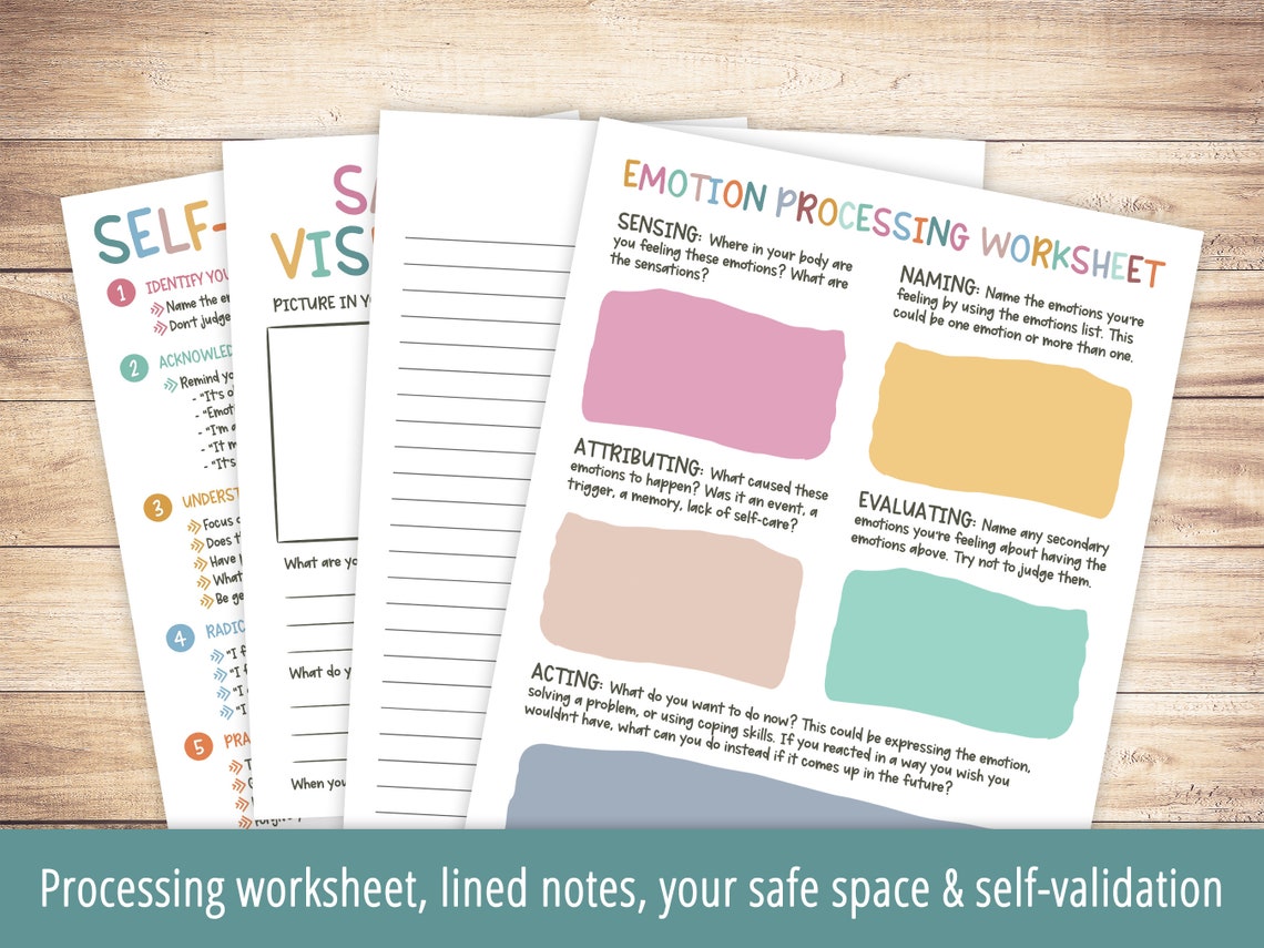 Emotion Processing Worksheets Mental Health Printable - Etsy