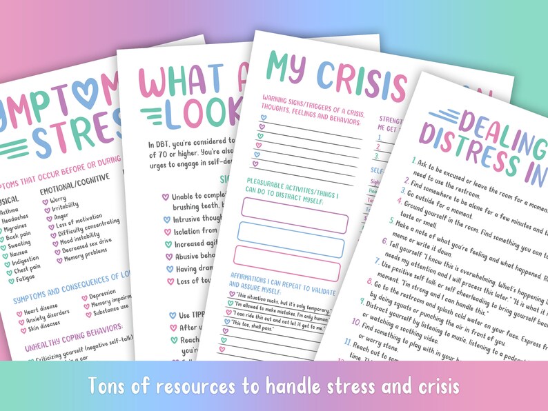 Stress Journal DBT Distress Tolerance DBT Skills Therapy | Etsy