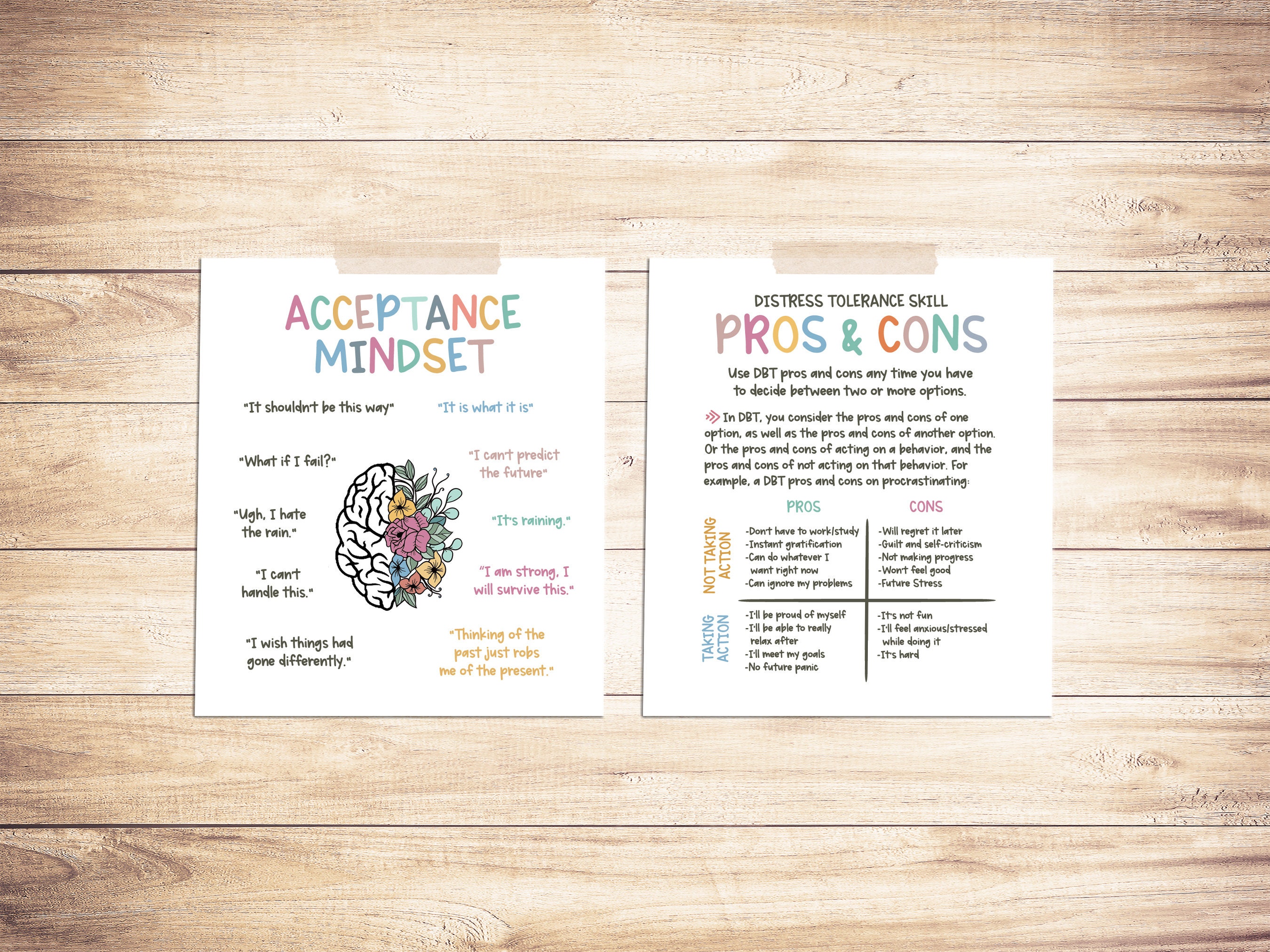 DBT Flash Cards, 48 Printable Cards, Self Help Cards, Coping Skills ...