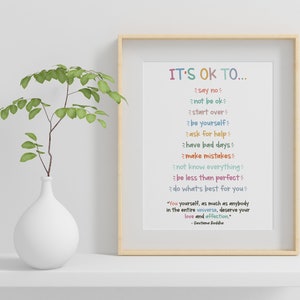It's OK to Poster, Positive Affirmations, Therapy Office Decor, School ...