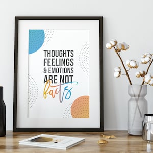 Thoughts Feelings and Emotions Are Not Facts Poster, Therapy Office ...