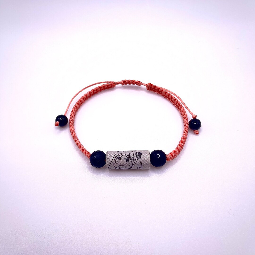 Manga Inspired Handmade Paper Bead Bracelet Quilled Paper, Onyx, Waxed ...