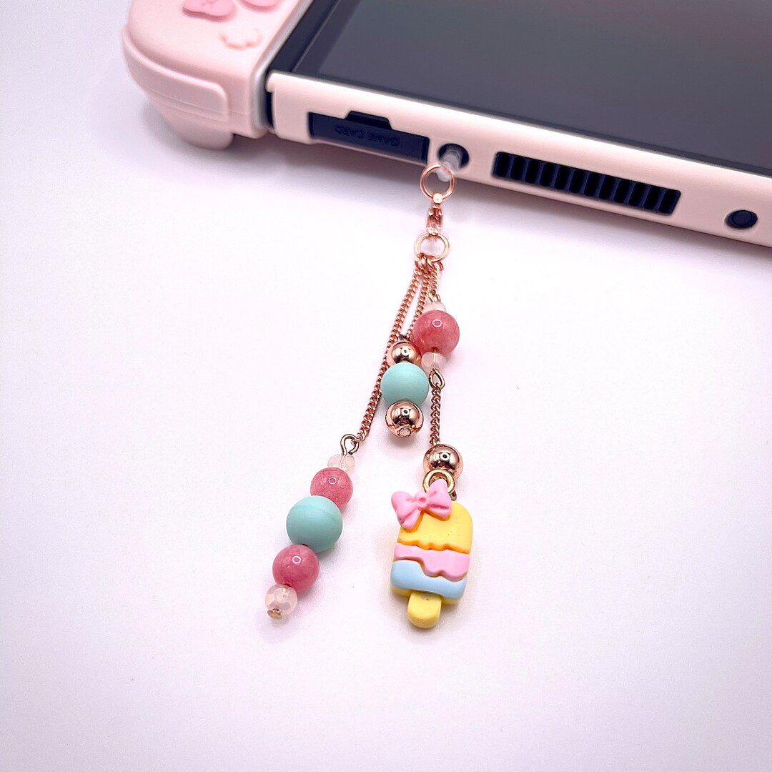 Ice Cream Pop Charm Chain Switch Dust Plug Decorative Charms Rose Gold ...