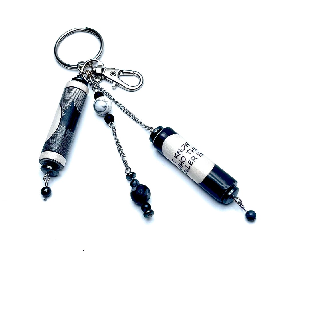 Manga Paper Bead Keychain: Recycled Comic Book Charm, Gemstone Beads - Etsy