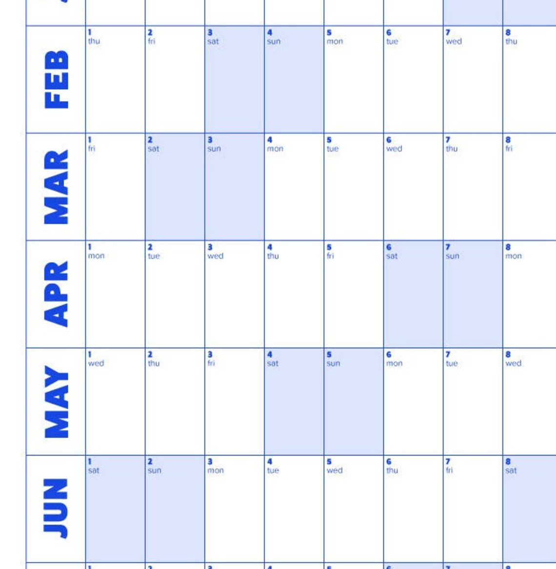 PRINTABLE 2024 Wall Calendar Chunky Font Digital PDF Instant Download ...