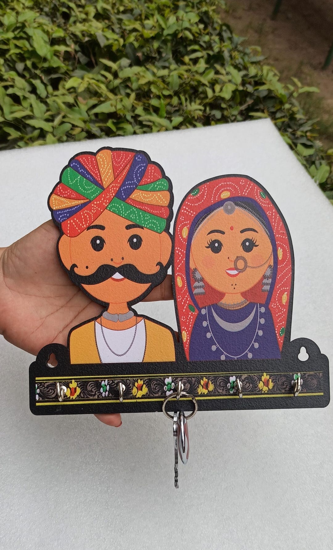 Wooden Rajasthani Art Work 5 Hook Hanging Key Holder - Etsy