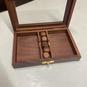 Wooden Handcrafted Storage Box Case Holder With 5 Dice , Sheesham Wood ...