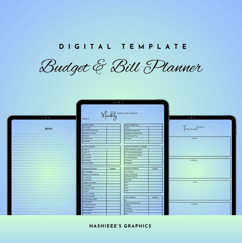Digital Printable PDF, Debt Tracker, Financial Planner, Paycheck ...