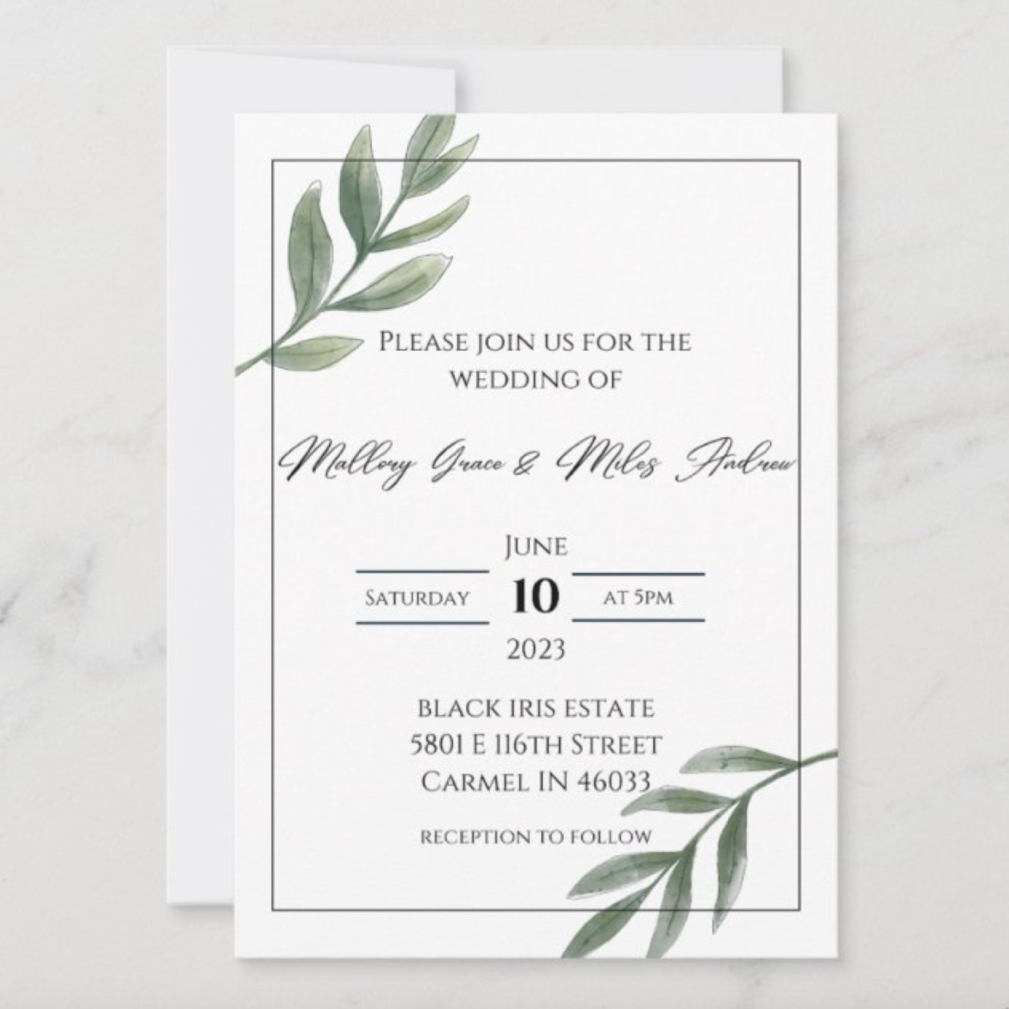 Simple Greenery Wedding Invitation - Etsy