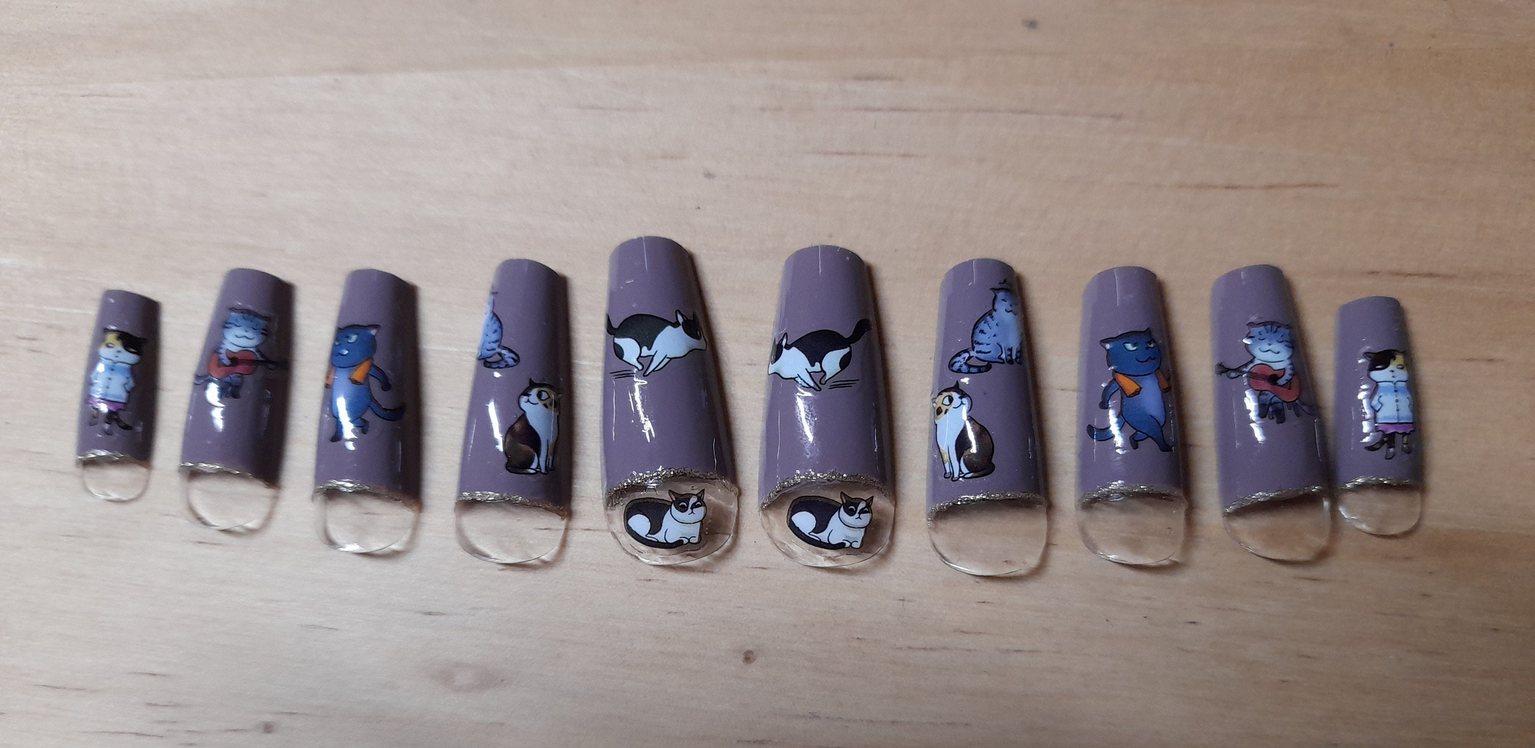 Kitty Kitsch False Nails in Clear and Grey - Etsy UK