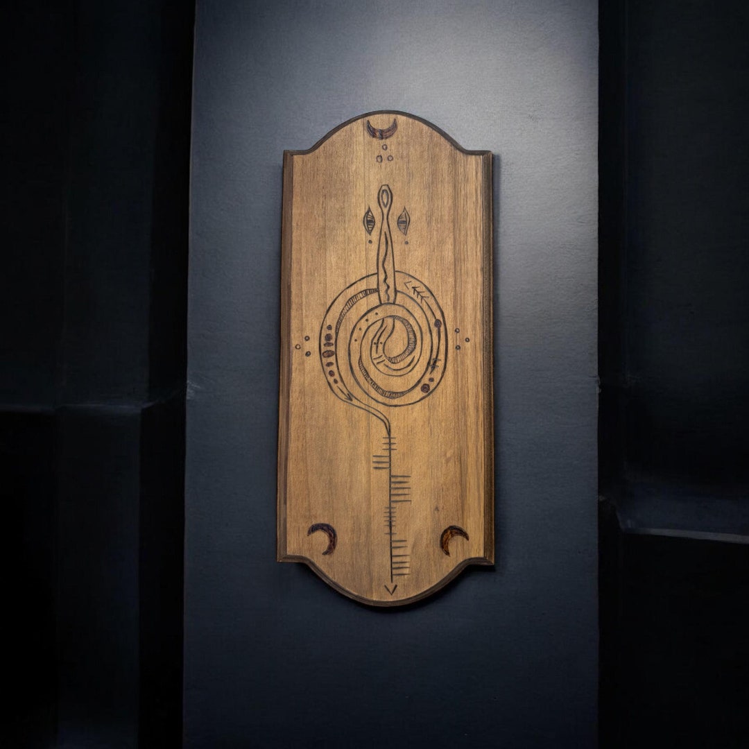 Celtic Serpent Wood Altar Plate: Ogham Pagan Decor - Etsy