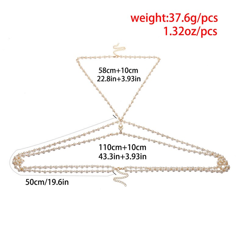 Elegant Pearl Body Chain Chest Bridal Body Jewelry Pearl - Etsy