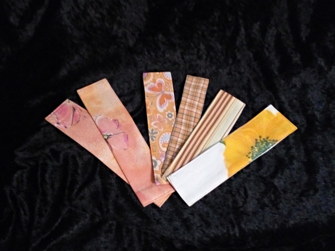 Bookmarks Orange and Yellow, Fabric Bookmarks, Light Colors, Bookmark ...