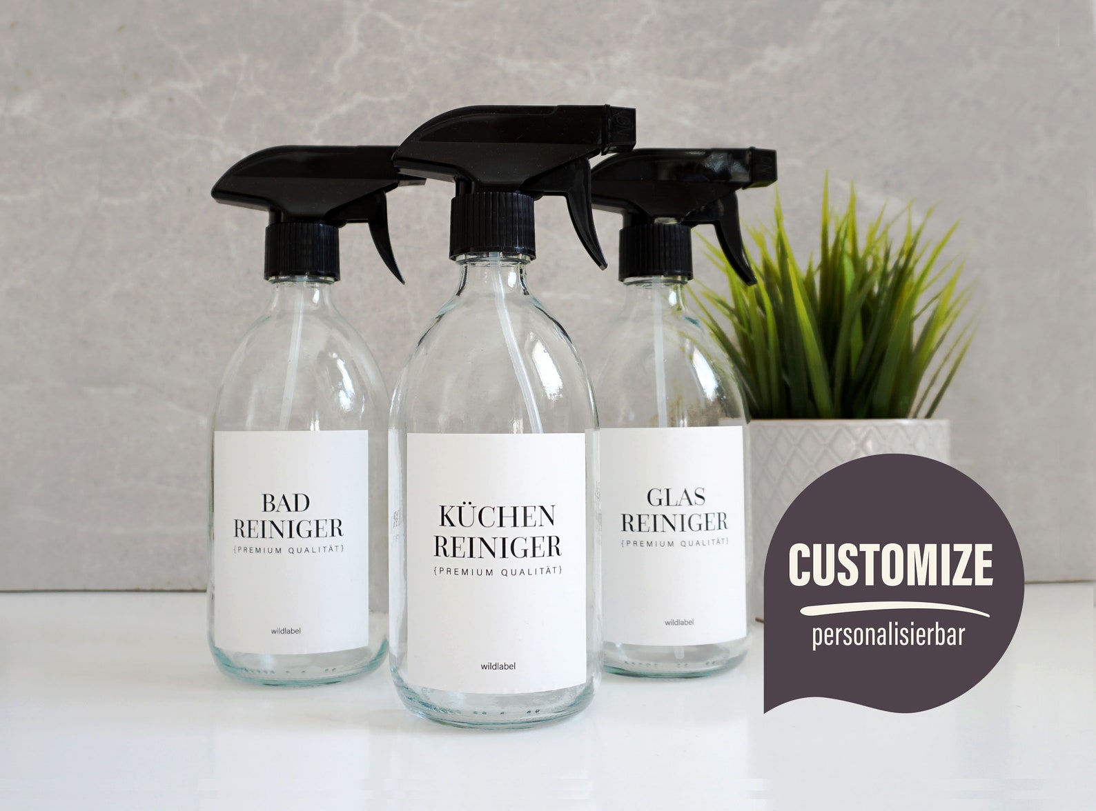 Trigger Spray Bottles Clear Glass Bottle Custom Labels | Etsy