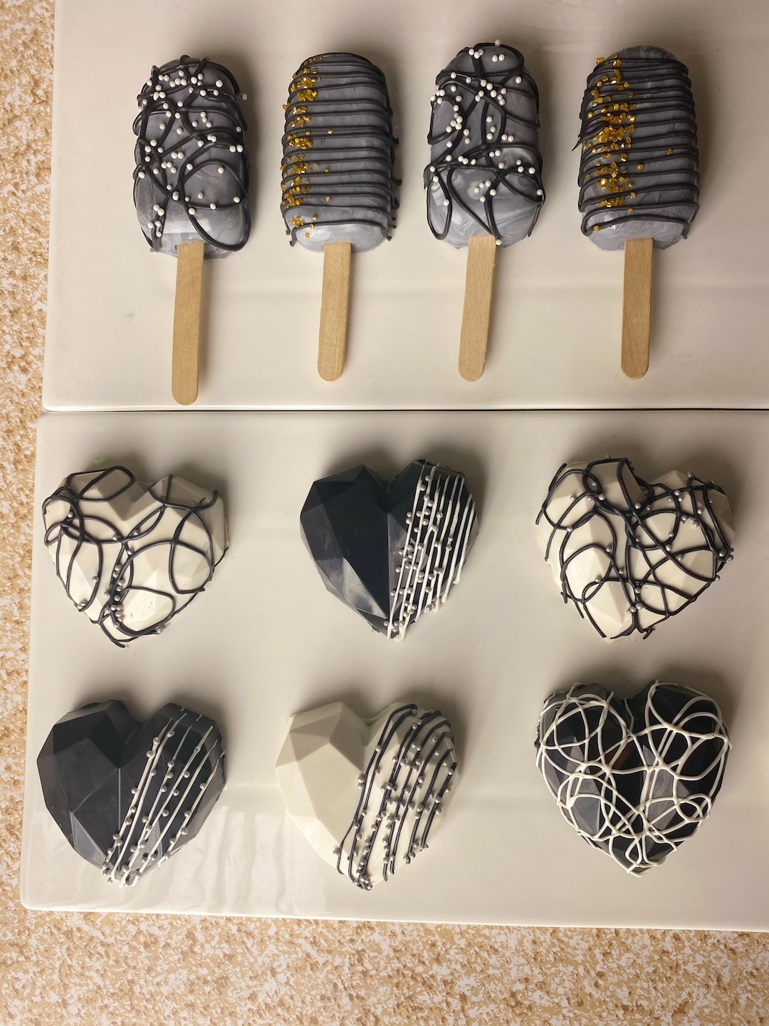 Cakesicles /geometric Heart/ Cakepops 8pc BOX - Etsy