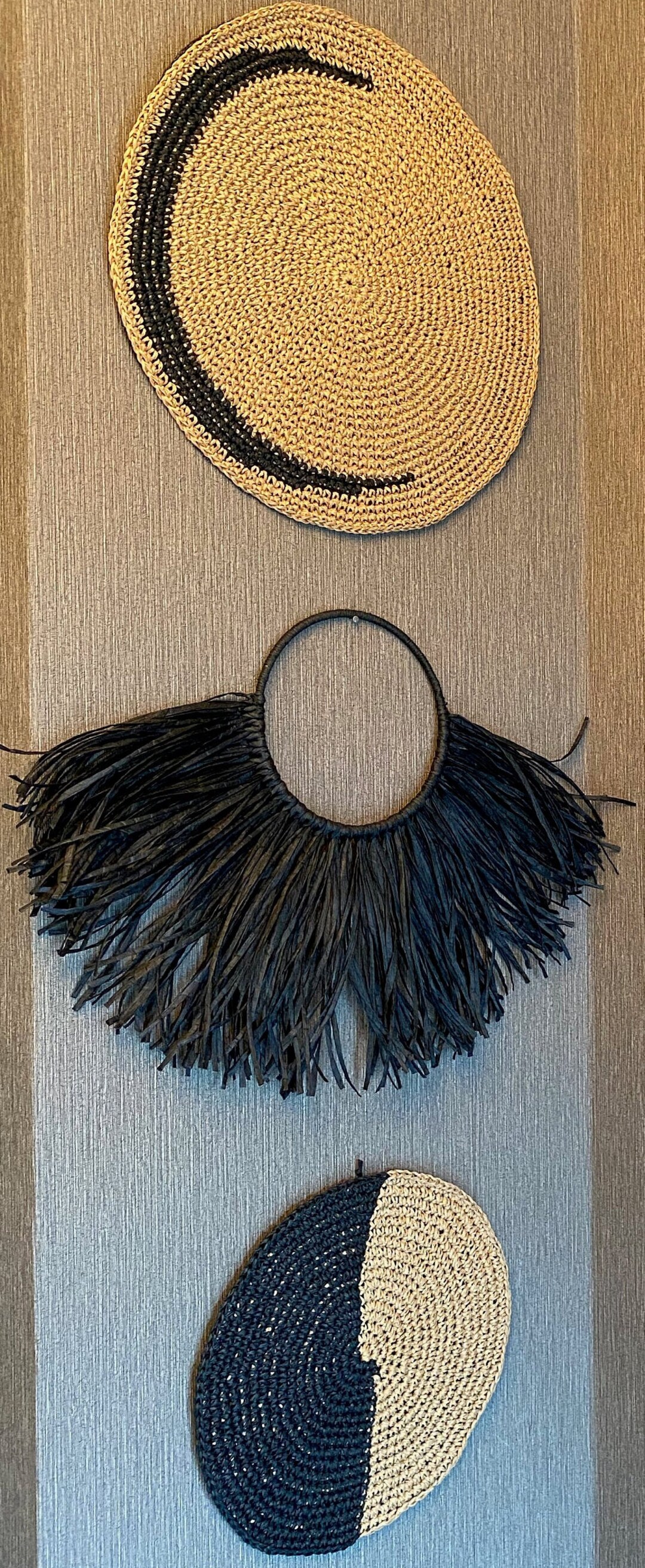 Raffia Wall Decor, Set of 3 Wall Decor, Boho Style, Boho Style Wall ...