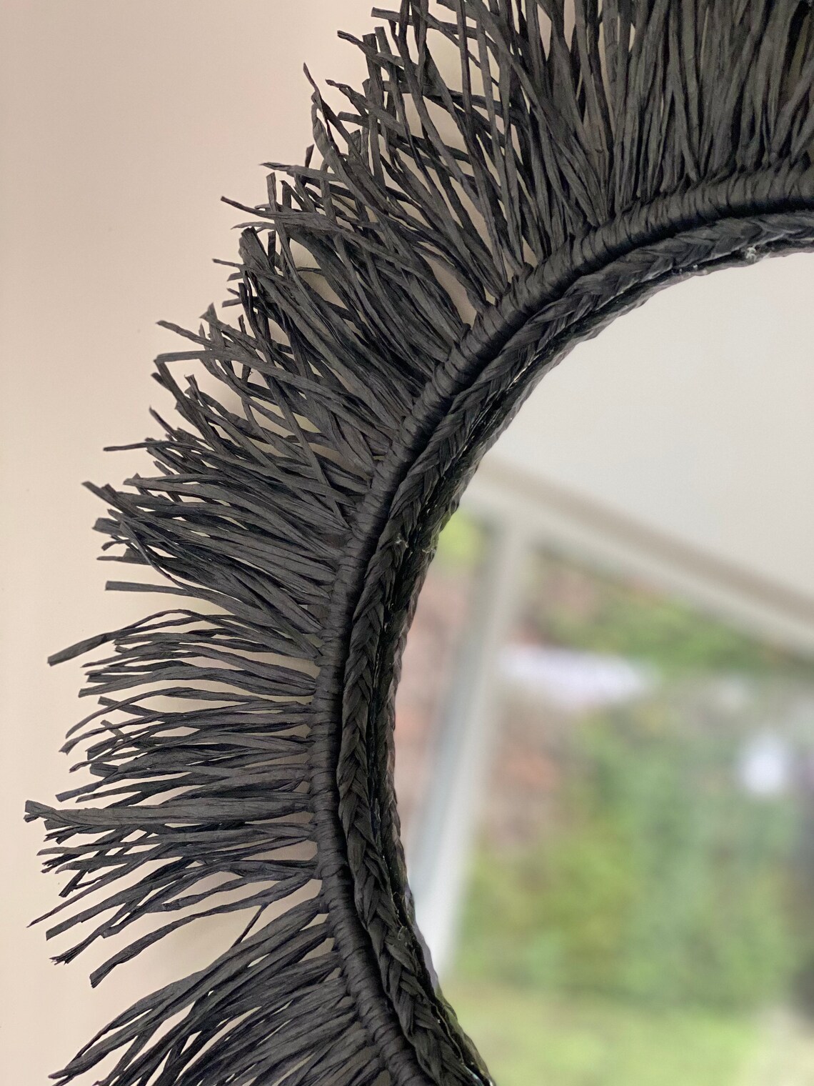 Raffia Mirror Boho Mirror Raffia Wall Decor Sunburst - Etsy