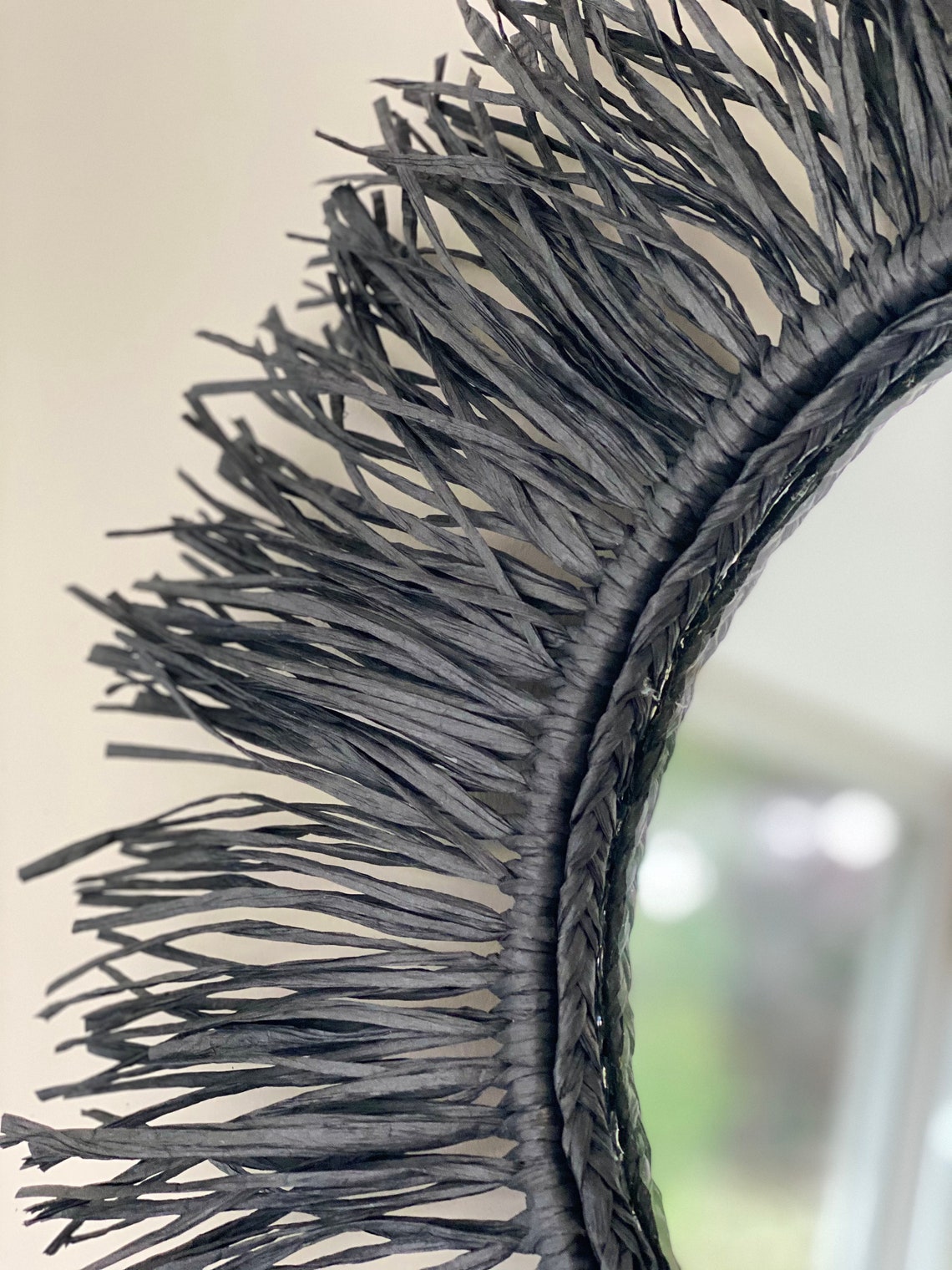 Raffia Mirror Boho Mirror Raffia Wall Decor Sunburst - Etsy