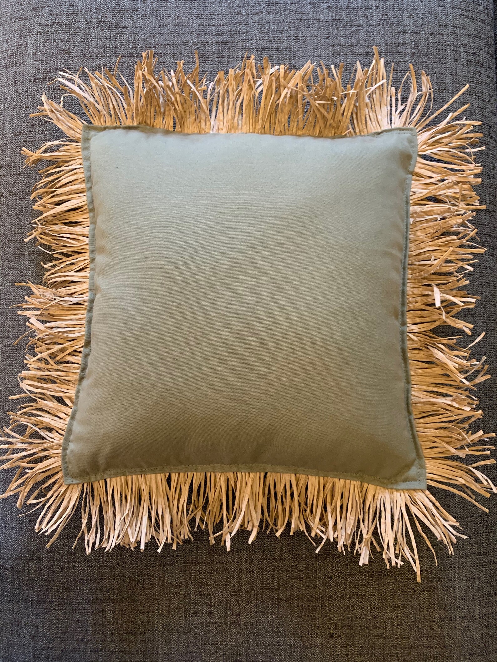 Raffia Cushion Cover Boho Style Cushion Pillow Cover Fringe - Etsy