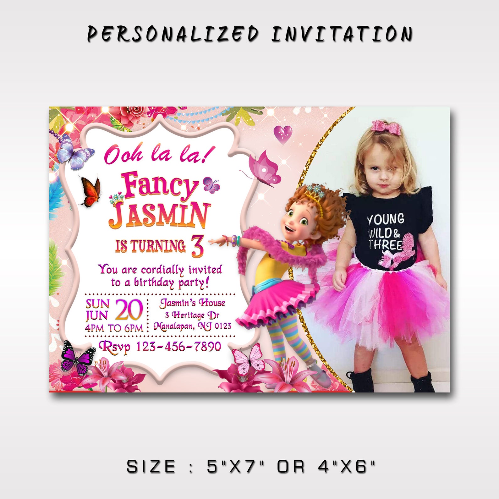 Fancy Nancy Birthday Invitations With Picture Fancy Nancy - Etsy