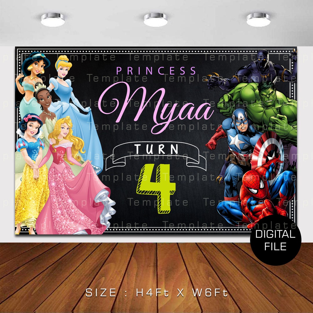 Princesses and Superheroes Party Backgrounds | Princess and Superhero ...